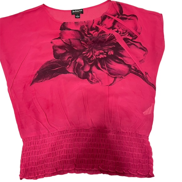 Hot Tempered | Tops | Hot Tempered Hot Pink Rose Sheer Blouse | Poshmark